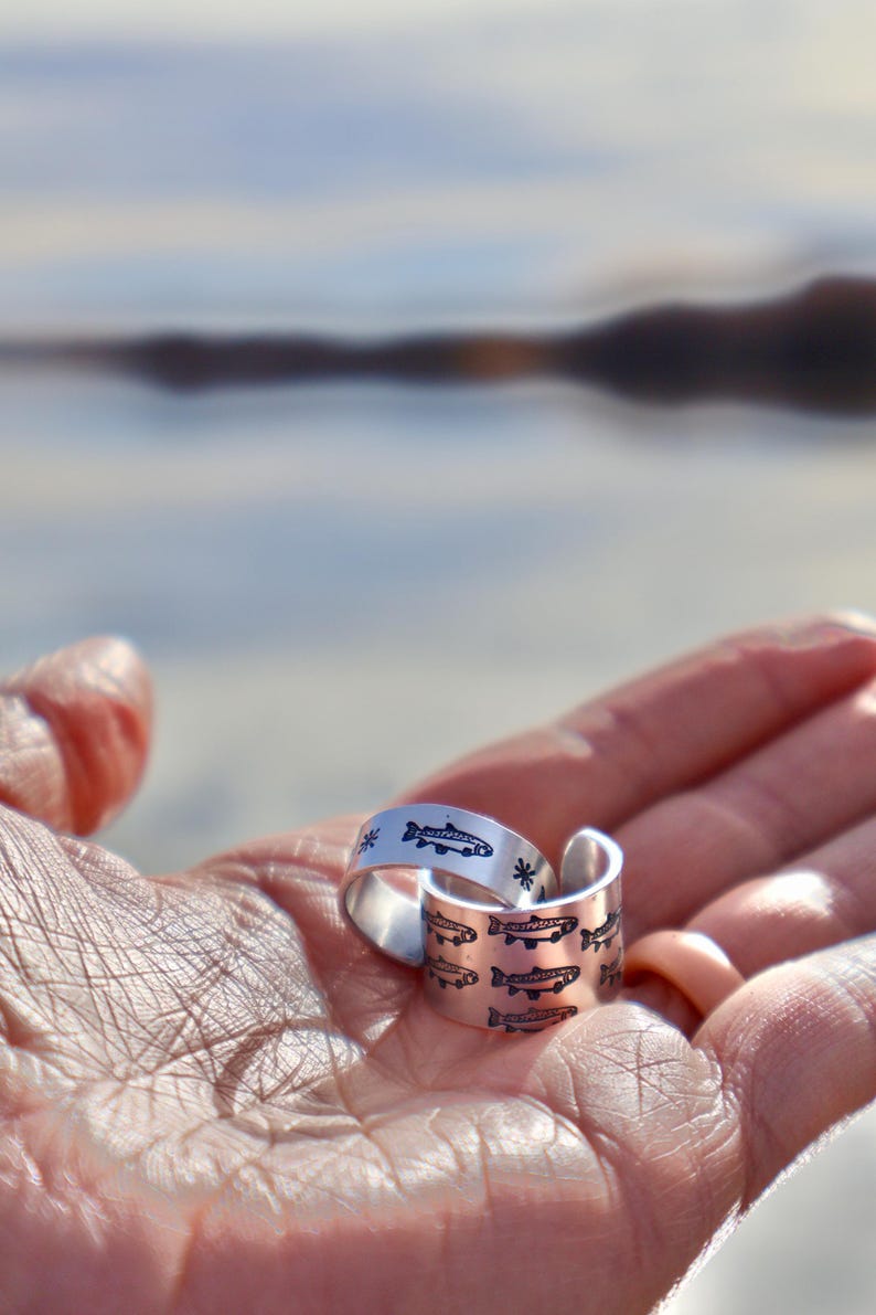Sun Trout Ring Hand Stamped - Etsy