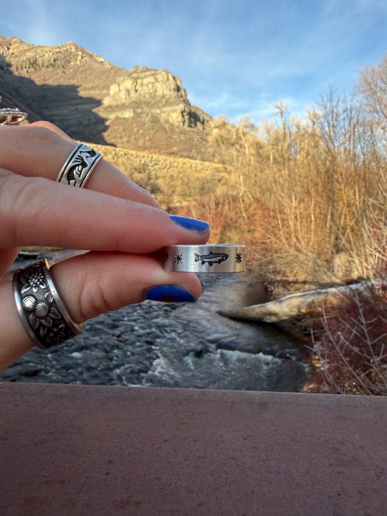 Sun Trout Ring Hand Stamped - Etsy