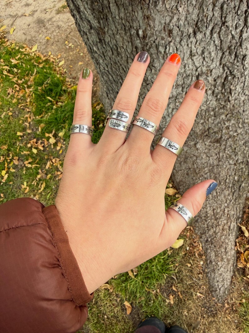 Sun Trout Ring Hand Stamped - Etsy