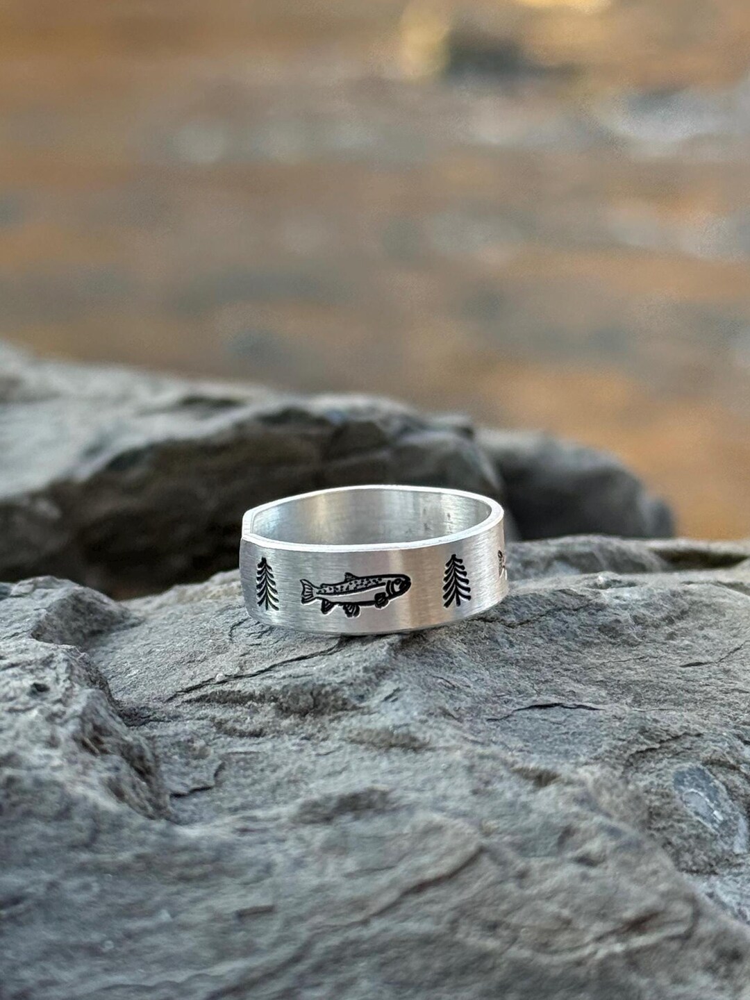 Forest Trout Ring Hand Stamped - Etsy