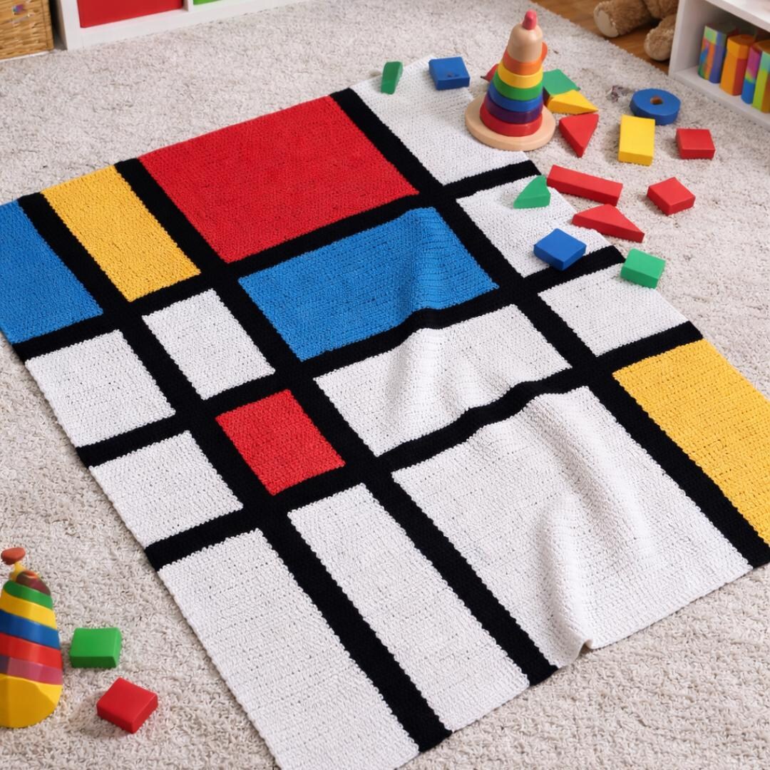 Mondrian-inspired Afghan Crochet - Etsy