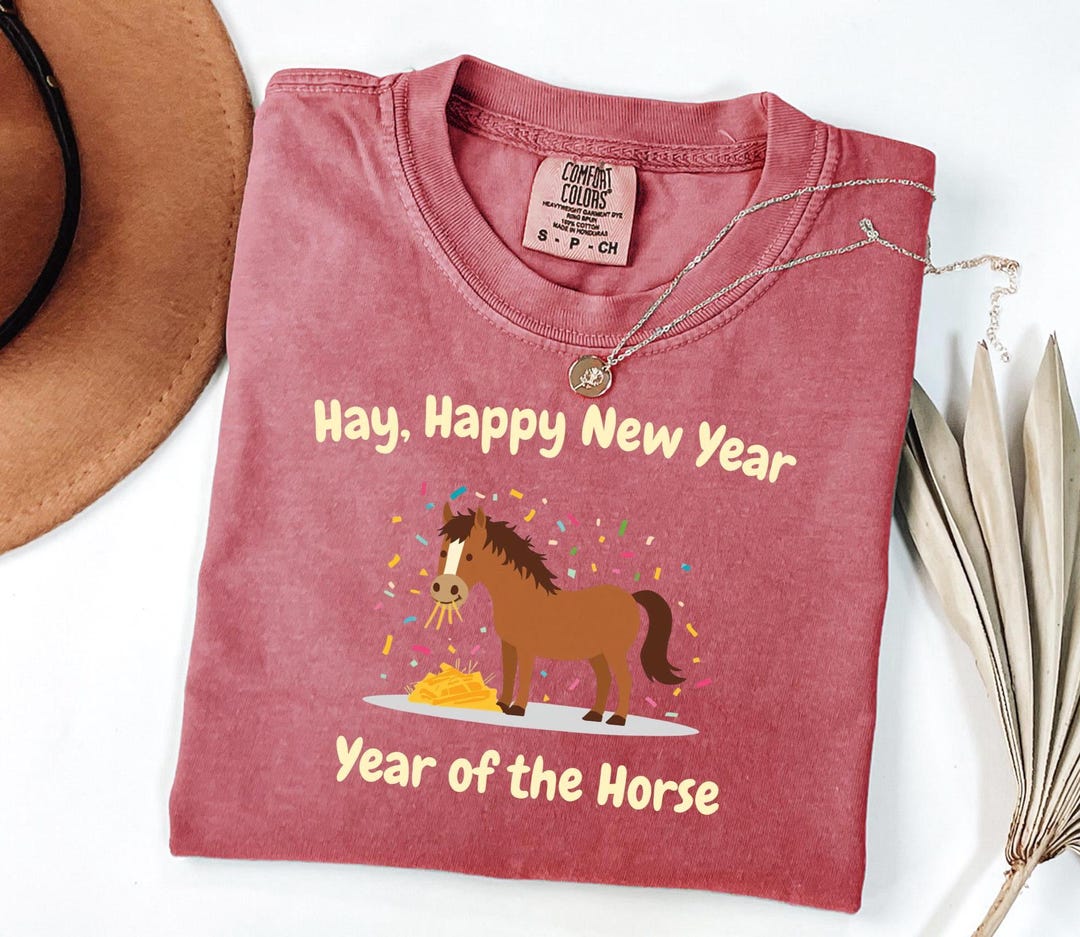 Hay Happy New Year 2026 T-shirt | Funny Horse Pun Tee | Year of Horse ...