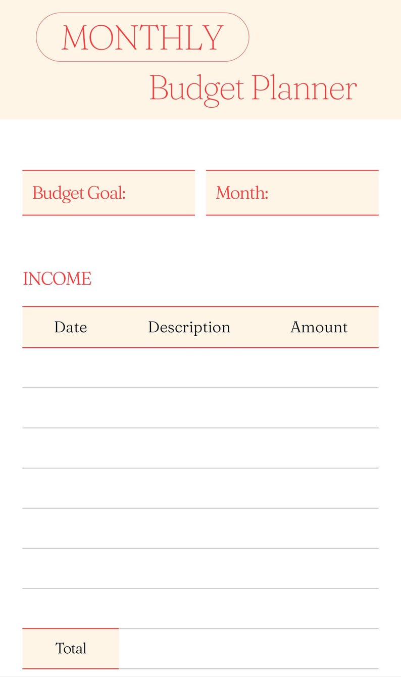 Monthly Budget Planner | Digital Download | Instant Download - Etsy