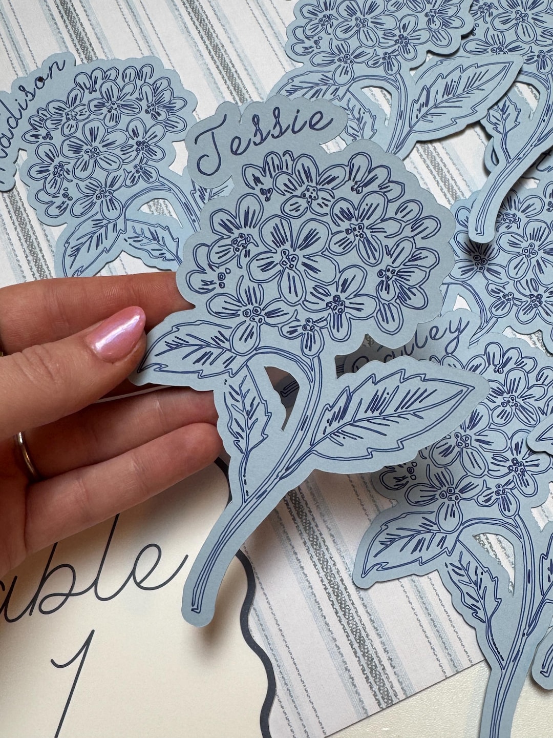Hydrangea Place Card Template, Editable Floral Design, Wedding Bridal ...