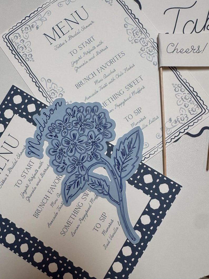 Hydrangea Place Card Template, Editable Floral Design, Wedding Bridal ...