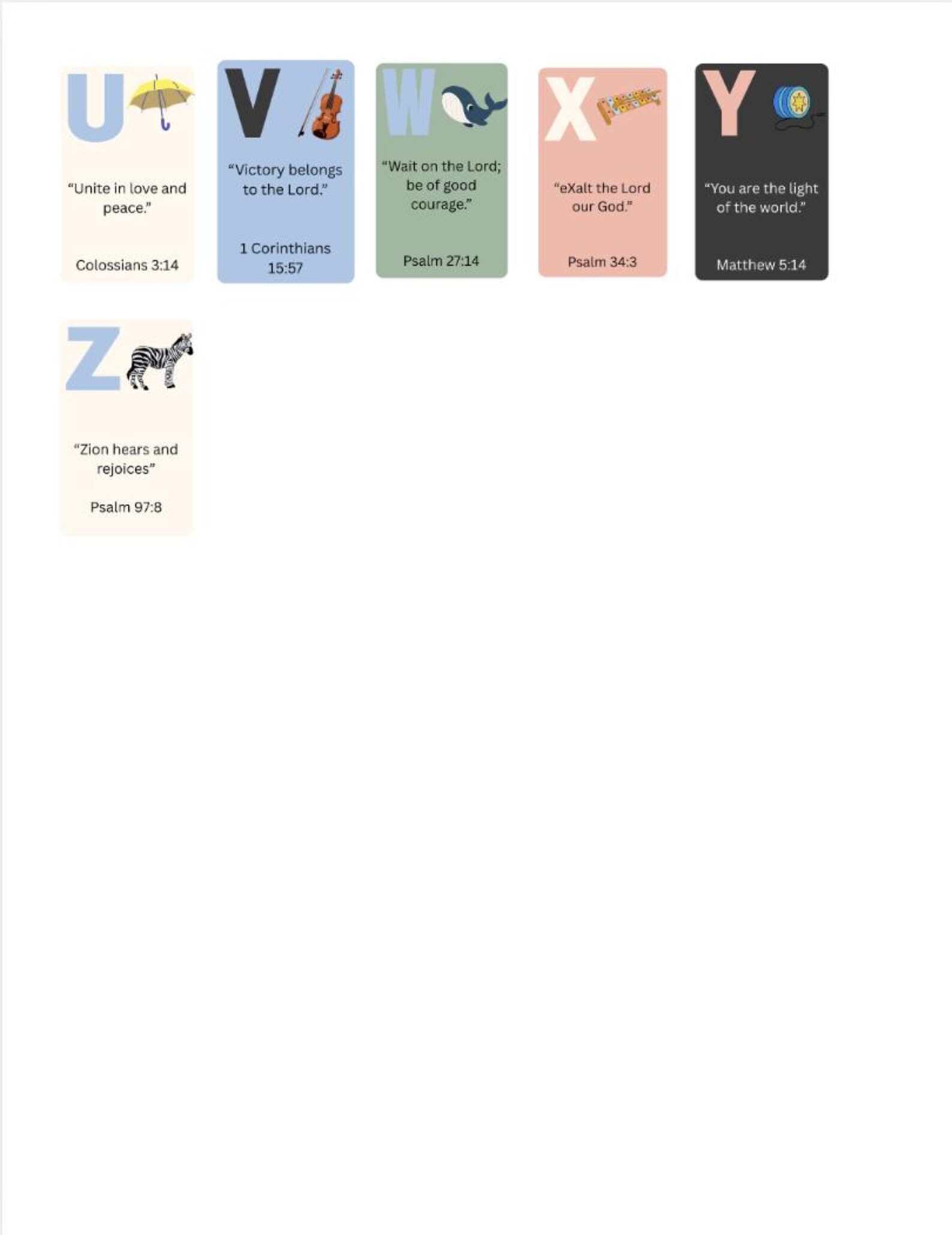 Bible Alphabet Cards for Kids | A to Z Bible Verses Printable ...