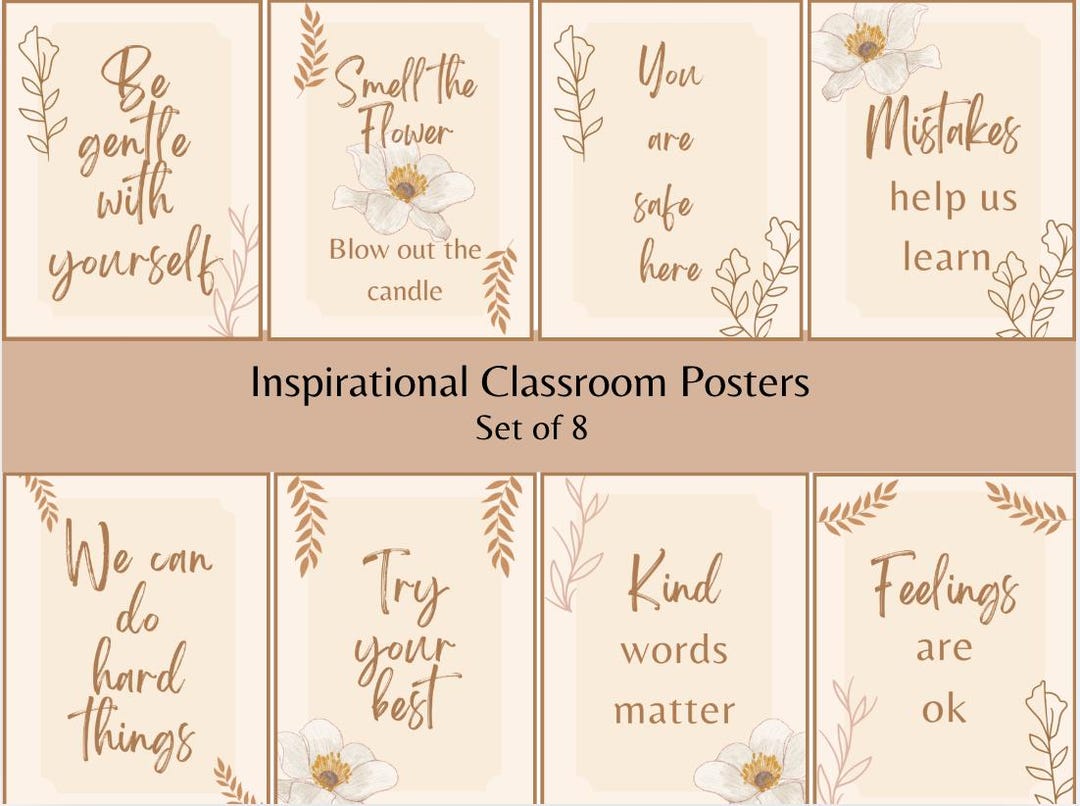 Boho Classroom Posters | Growth Mindset, SEL Decor (JPG Printable Set ...