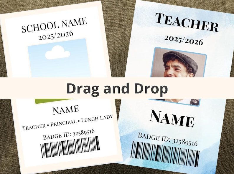 Editable Teacher ID Badge Template Bundle | School Staff ID Cards ...