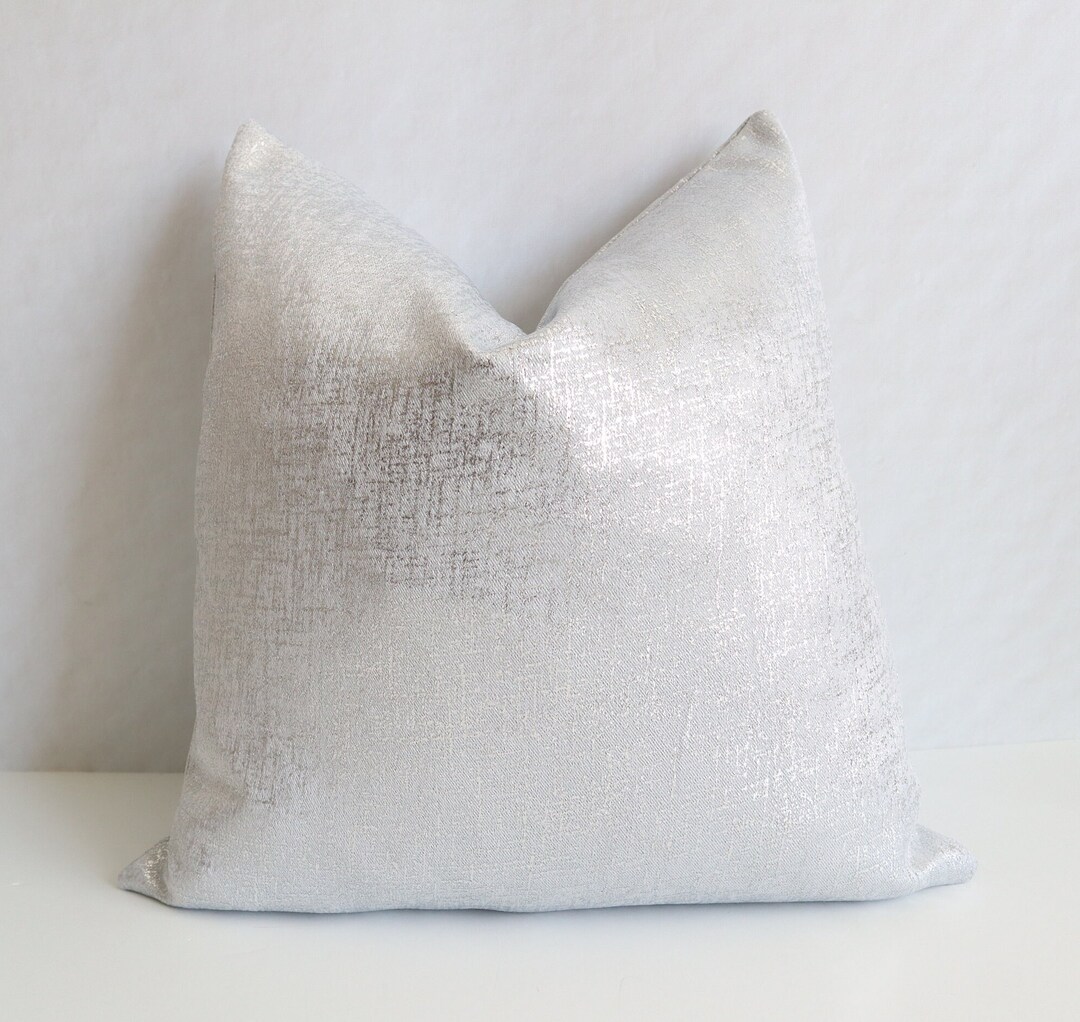 Set of Two Decorative Silver Pillow Cover, Silver Pillow Cover, Pillow ...