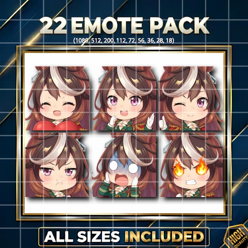 22 Rudolf-Emotes, Umamusume Anime-Chibi-Sticker für Twitch, Kick ...