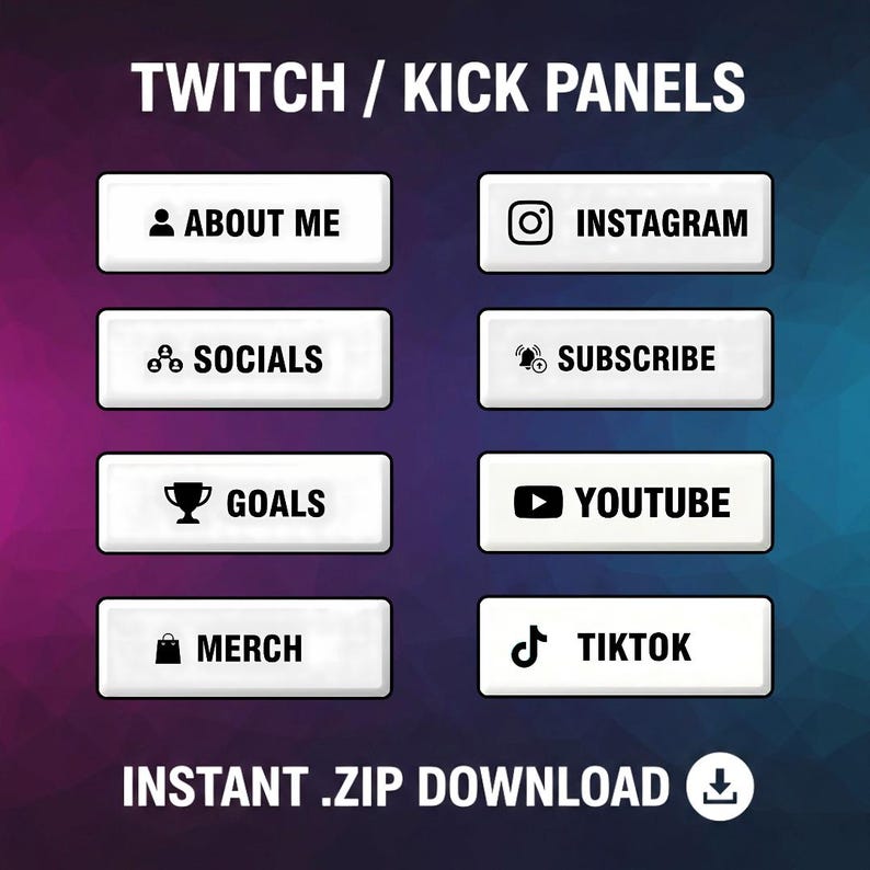 25 Twitch Panels PURE STYLE Gray Button - 25 Panels for Streamers ...