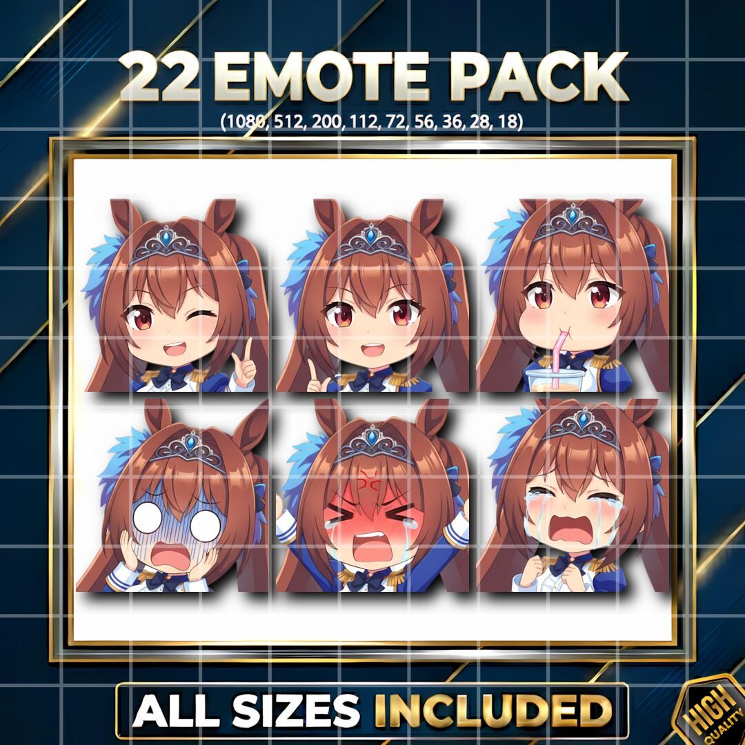 22 Daiwa Scarlet Emotes, Umamusume Anime Chibi Stickers for Twitch ...