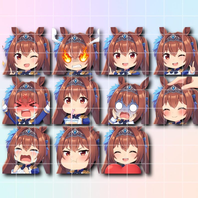 22 Daiwa Scarlet Emotes, Umamusume Anime Chibi Stickers for Twitch ...