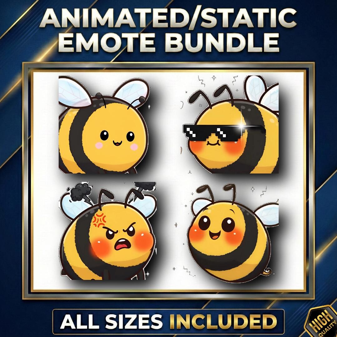 Megapack 25 Kawaii Bee Emotes | 13 Animated Twitch Emotes + 12 Badges ...