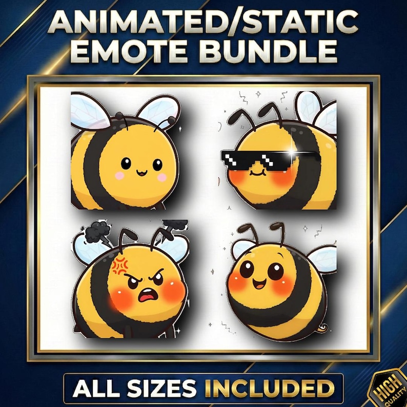 Megapack 25 Kawaii Bee Emotes | 13 Animated Twitch Emotes + 12 Badges ...