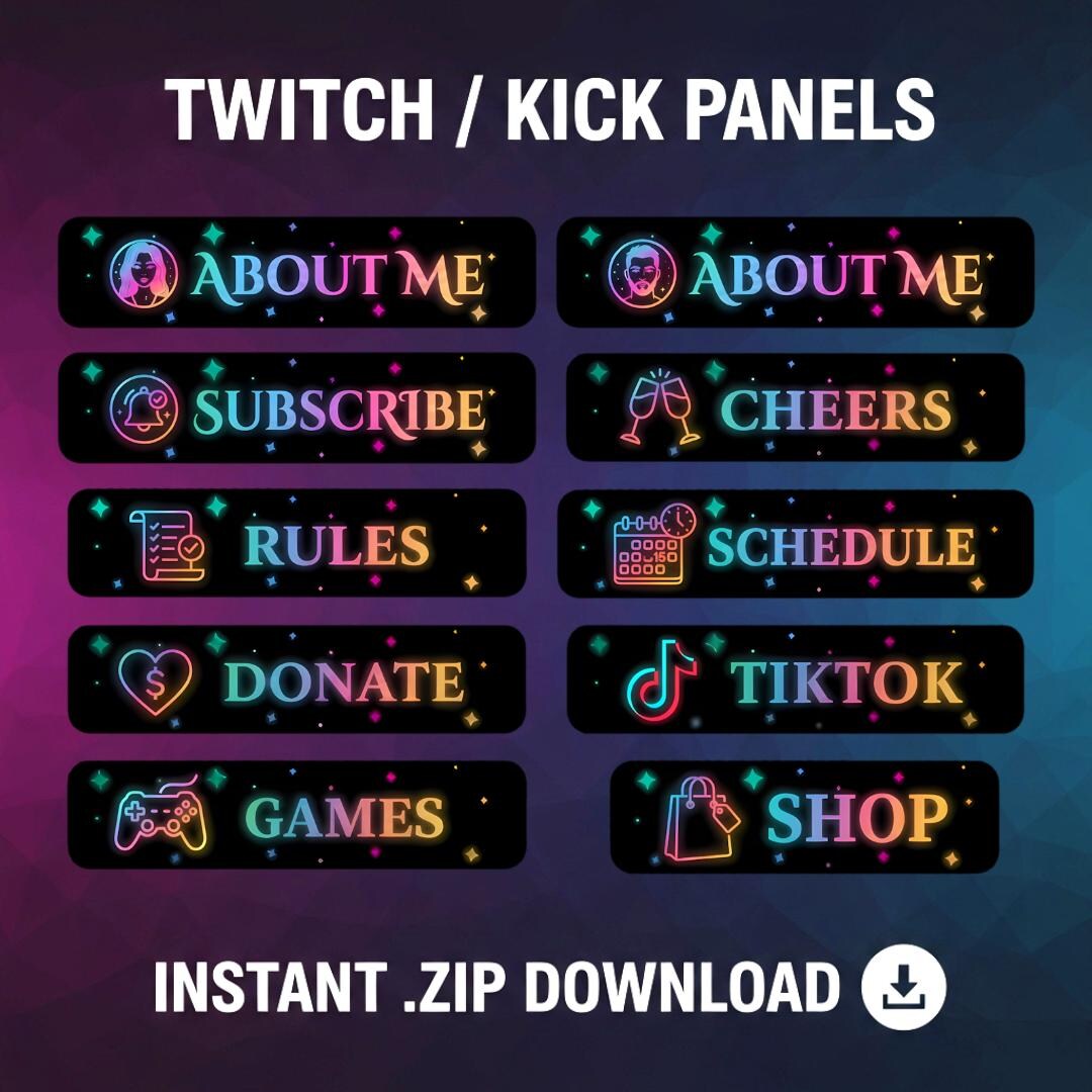 35 Panels for Twitch and Kick - Rainbow Stream Pack | Streaming Panels ...