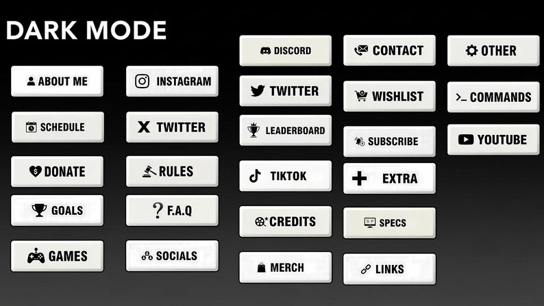 25 Twitch Panels PURE STYLE Gray Button - 25 Panels for Streamers ...