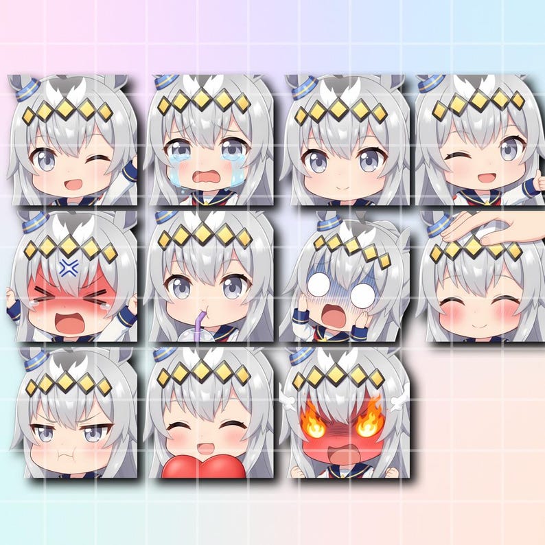 22 Oguri Cap Emotes, Umamusume Anime Chibi Stickers for Twitch, Kick ...