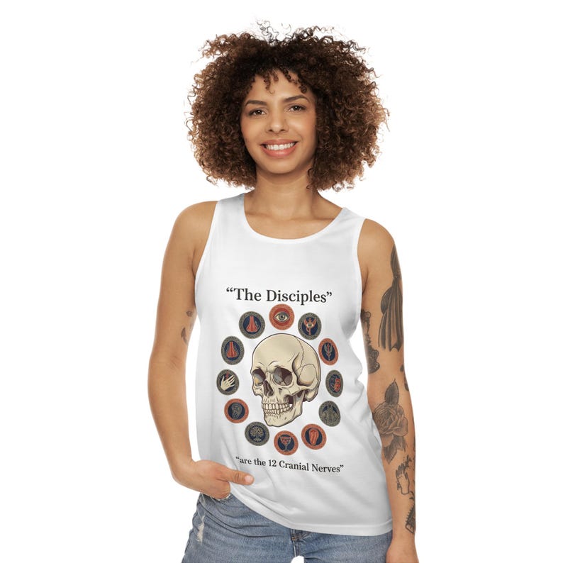 Anatomical Skull With Cranial Nerves Tank Top | Medical Illustration - Etsy