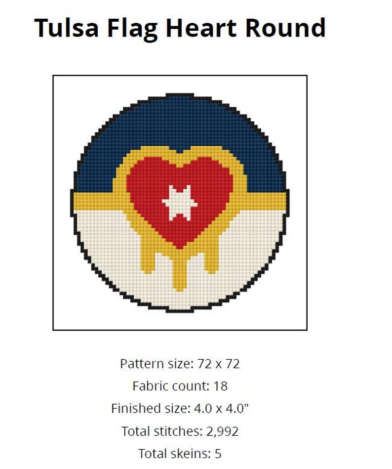 Tulsa Flag Heart Round Needlepoint Chart - Etsy