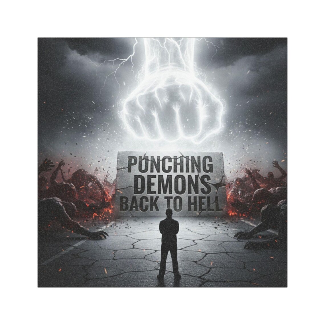 Punching Demons Back to Hell Car Magnet | Lightning Fist Design - Etsy