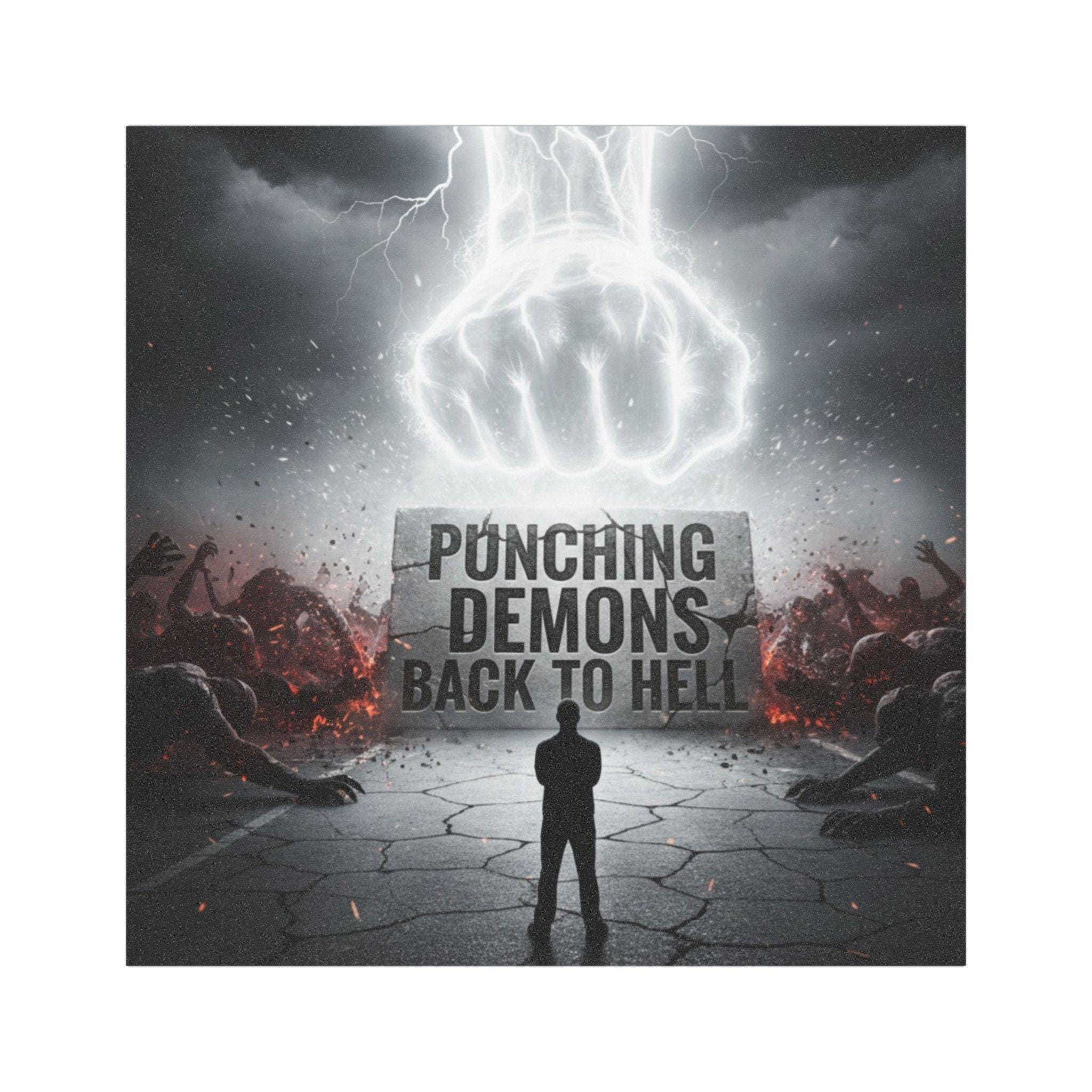 Punching Demons Back to Hell Car Magnet | Lightning Fist Design - Etsy