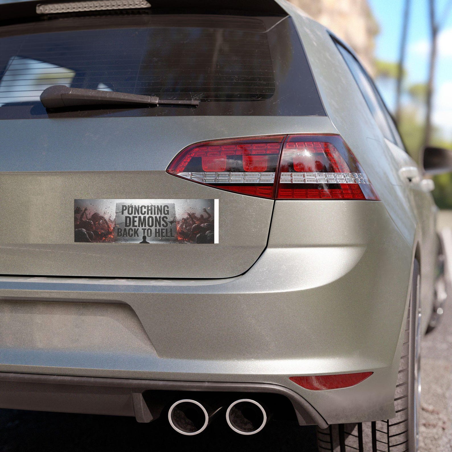 Punching Demons Back to Hell Car Magnet | Lightning Fist Design - Etsy