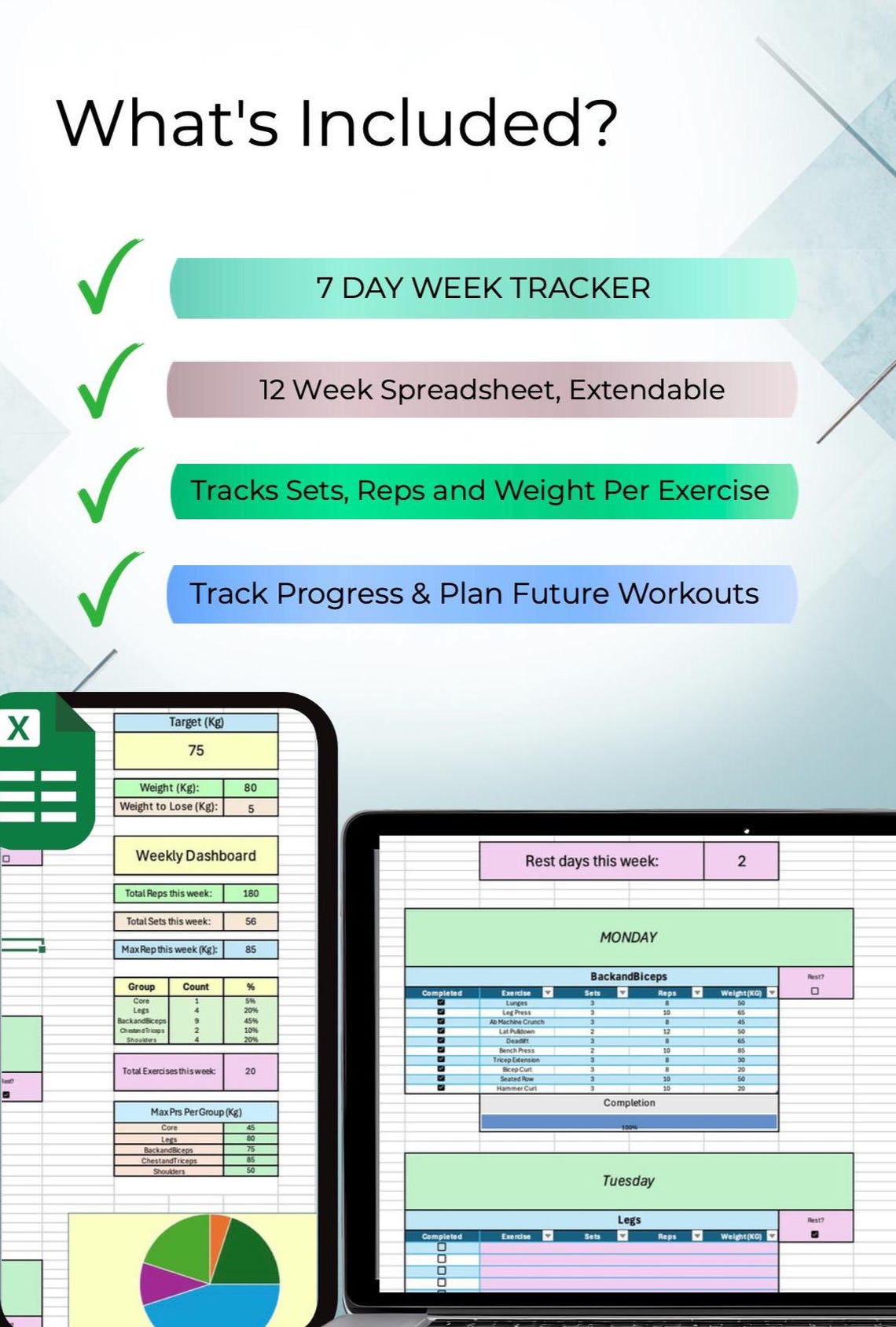 Excel Workout Tracker | Fitness Planner, Gym Log (digital Download) - Etsy