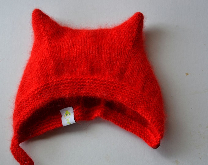 Patons Fuzzy Wuzzy Vintage Kitty Kat Bonnet for Baby Boy or Girl 6M to ...