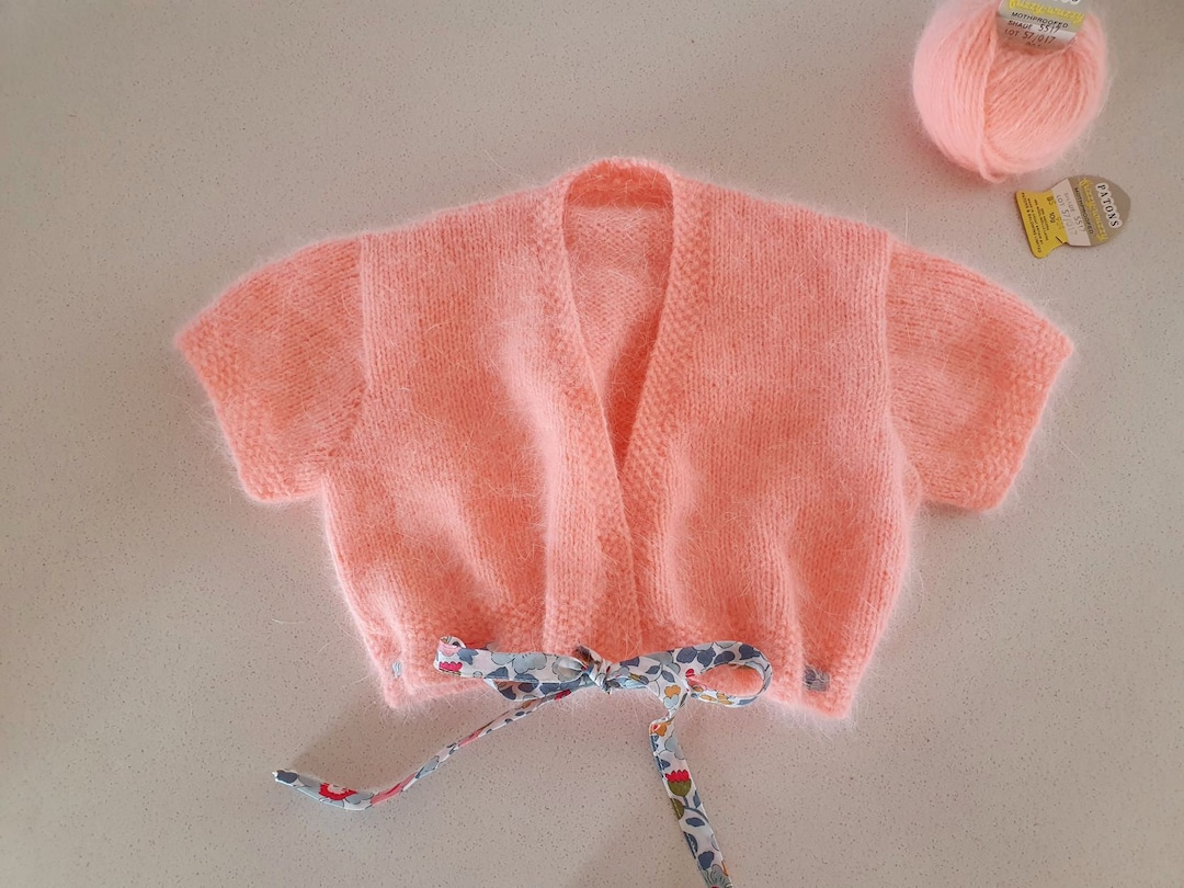 9M to 12M Hand Knitted Peach Patons Fuzzy Wuzzy Baby Bolero - Etsy ...