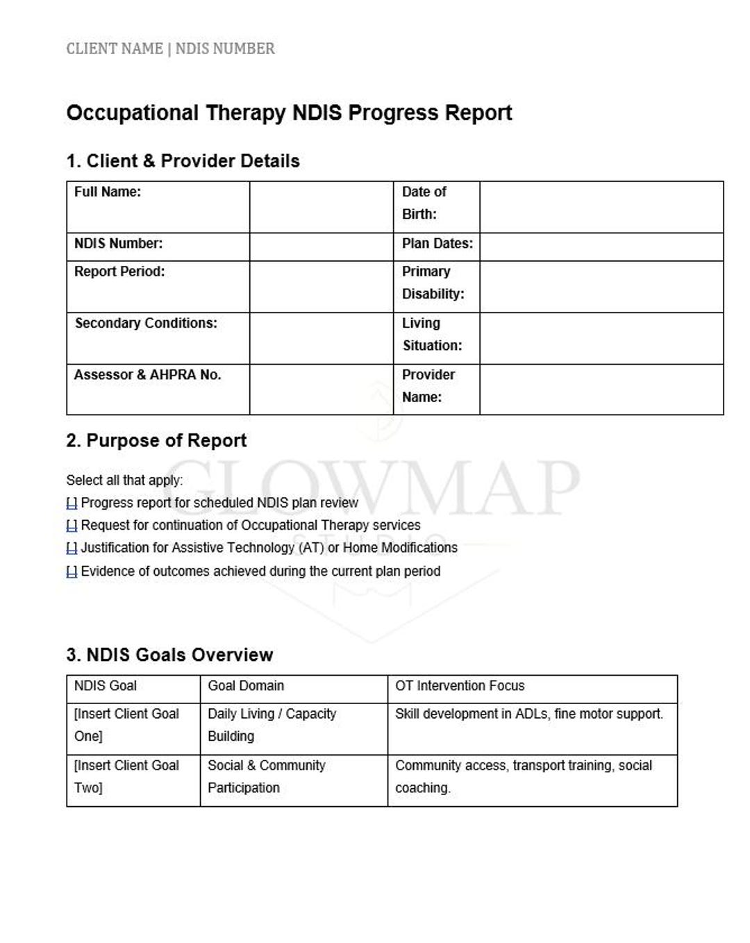 NDIS OT Progress Report Template | Occupational Therapy Progress Report ...
