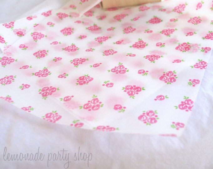 Sweet Rose Wax Paper-12sheets-berry Basket - Etsy