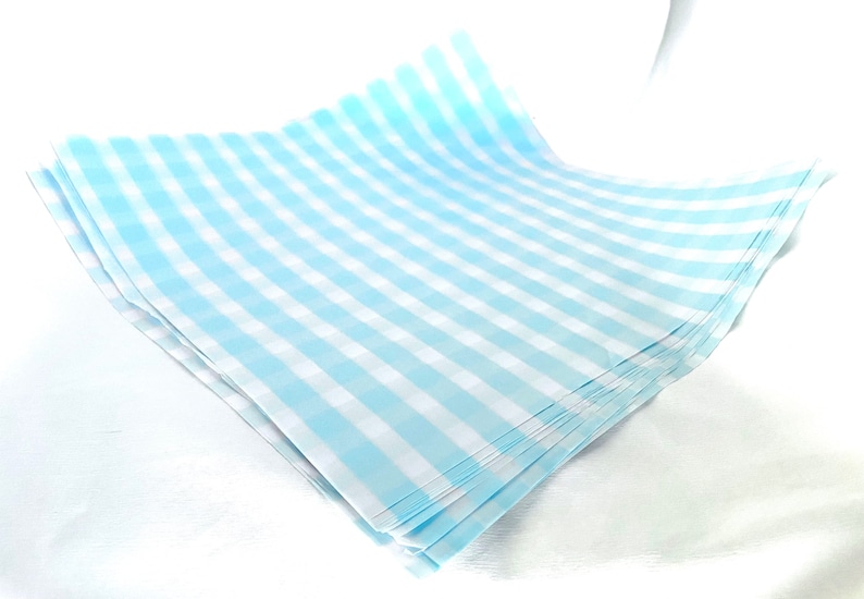 25 Light Blue Gingham WAX PAPER Sheets-pink Lemonade Party - Etsy
