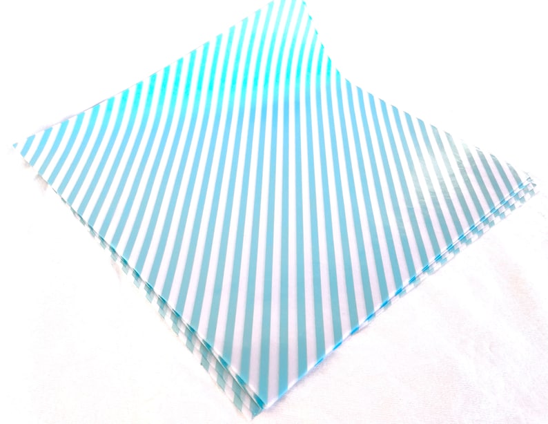 25 Light Blue Diagonal Stripe WAX PAPER Sheets-pink Lemonade Party Shop ...