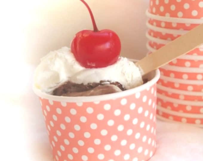 10 Light Pink Polka Dot Paper Ice Cream Cups-4oz With Lids - Etsy