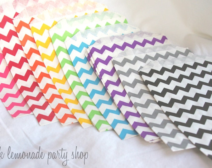 27rainbow Pack Medium Chevron Pattern Paper Bagsparty ...