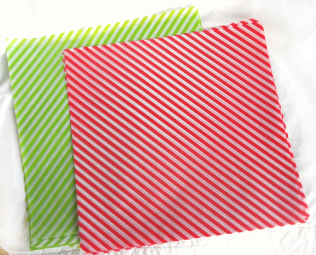25 Red and Green Stripe WAX PAPER Sheets-pink Lemonade Party Shop ...