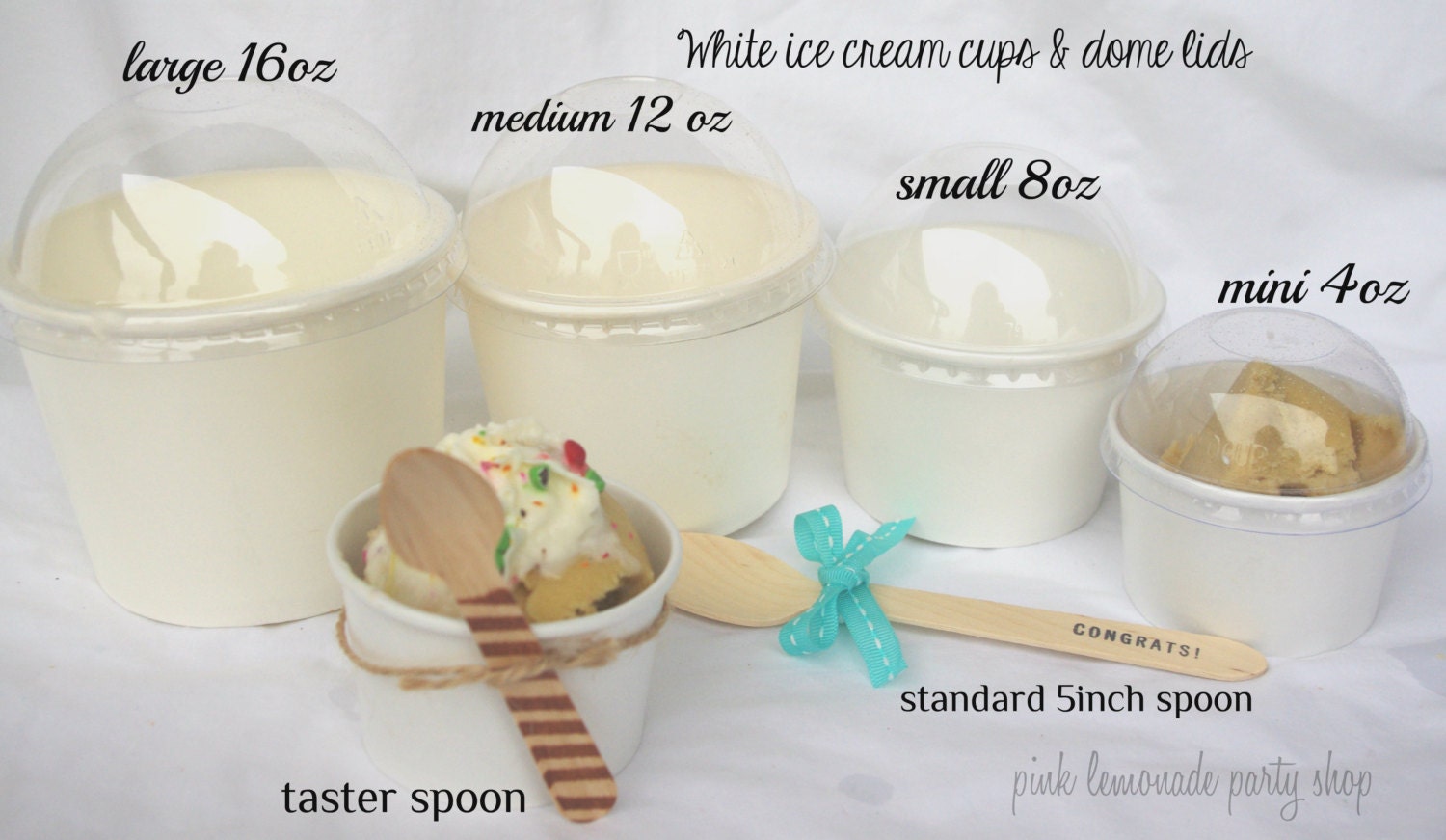 10 medium ice cream cups and LIDS-clear dome lids with free | Etsy