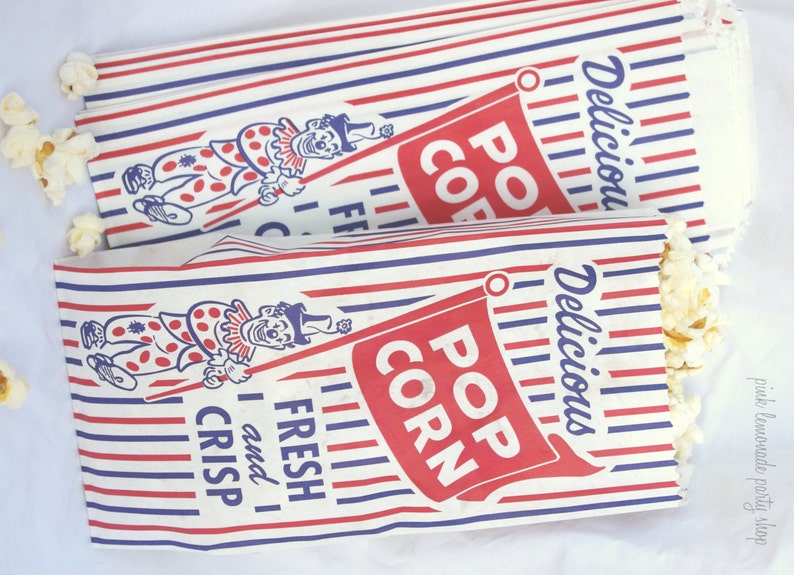 25red and Blue Stripe Vintage Style Clown Popcorn - Etsy