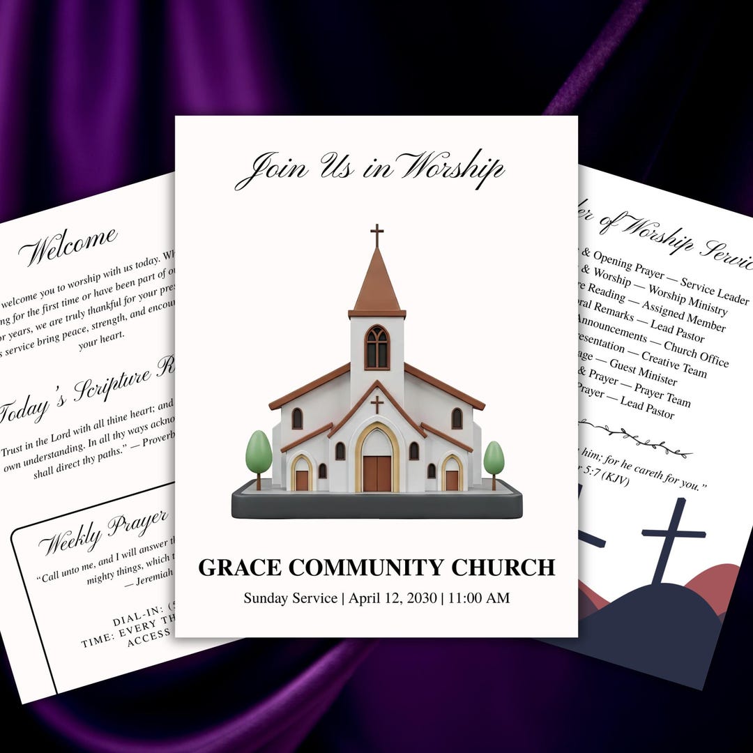 Church Bulletin Program Template, Church Pastor Anniversary, Order of ...