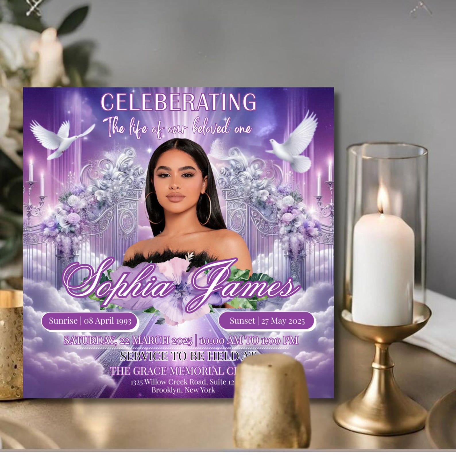 Funeral Announcement Memorial Flyer, Funeral Program Obituary Template ...
