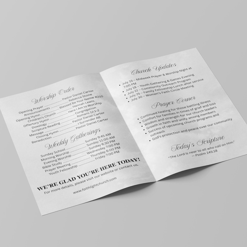 Editable Church Bulletin Program, Church Bifold Pastor Appreciation ...
