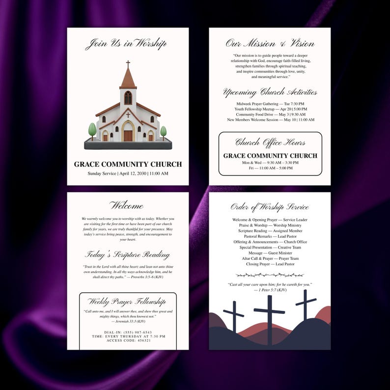 Church Bulletin Program Template, Church Pastor Anniversary, Order of ...