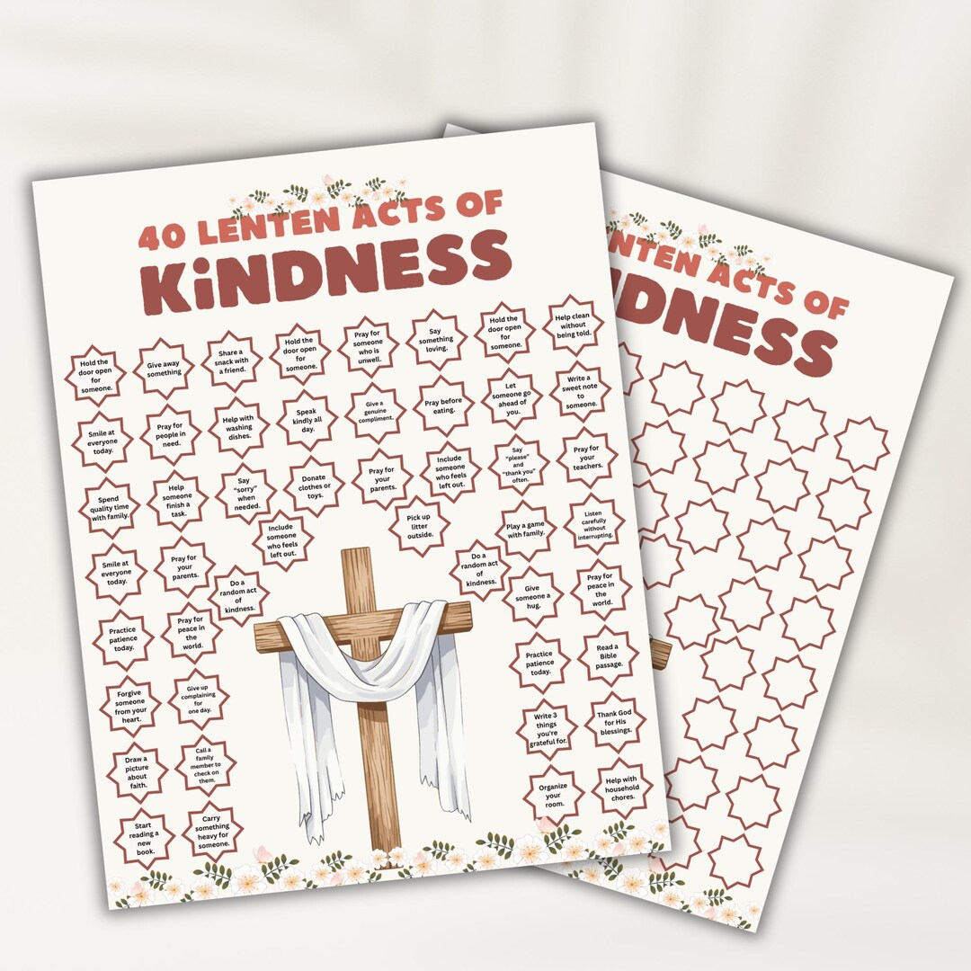 40 Days of Lent Countdown Calendar, Lent Activities for Kids, Holy Week ...