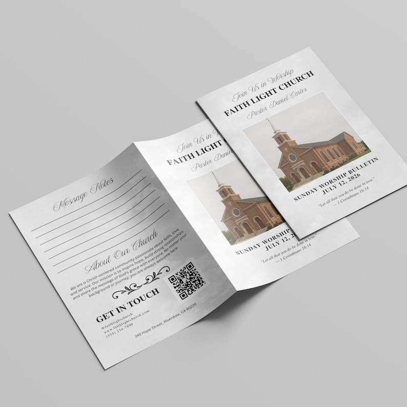 Editable Church Bulletin Program, Church Bifold Pastor Appreciation ...