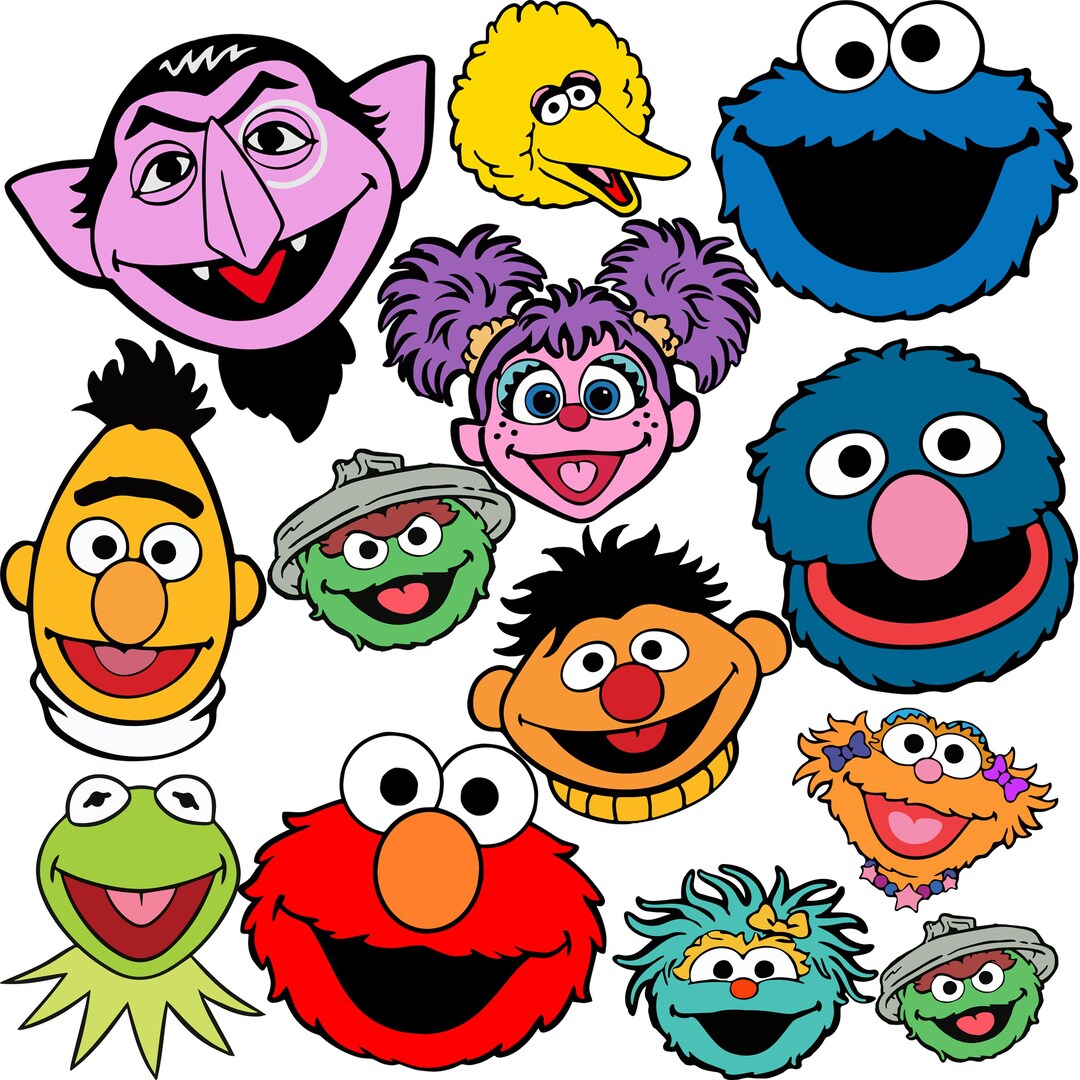 Personnages de monstres de rue en couches SVG | Visages Elmo Svg ...