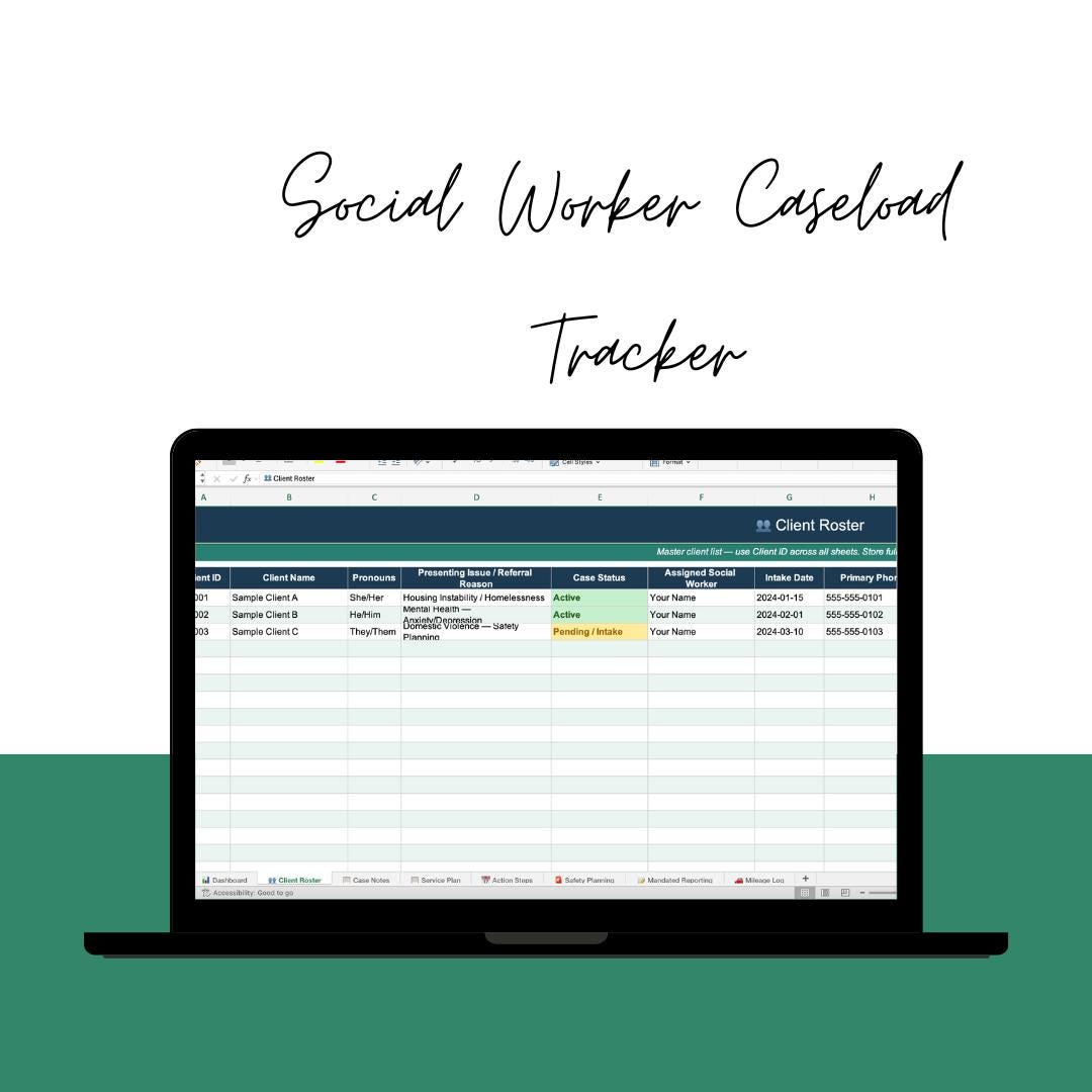 Social Worker Caseload Tracker | Excel Google Sheets Template (digital ...