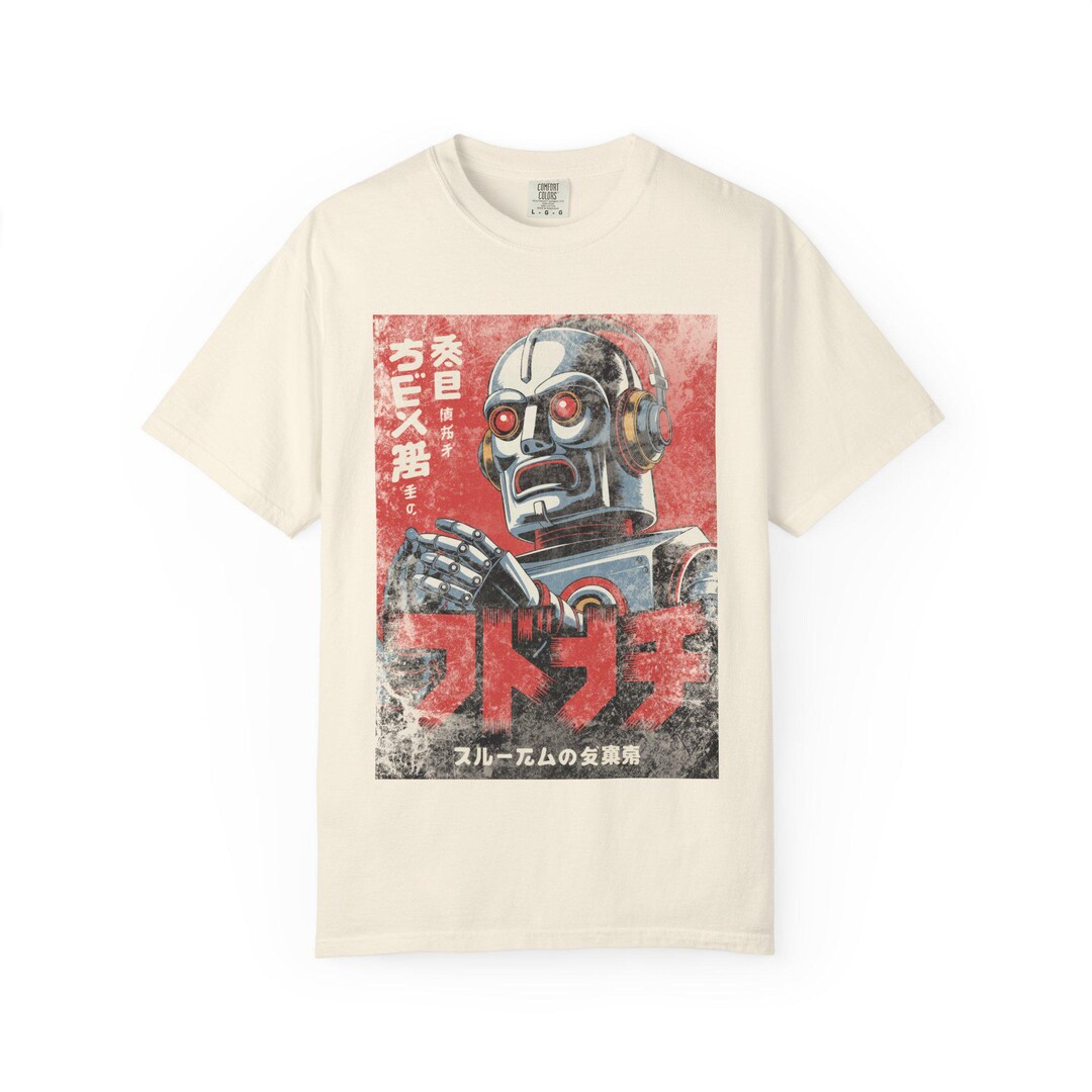 Retro Japanese Robot Poster T-shirt | Vintage Mecha Graphic Tee - Etsy
