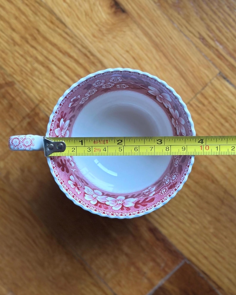 Antique Copeland Spode Pink Tower Teacup and Saucer, Red Transferware ...