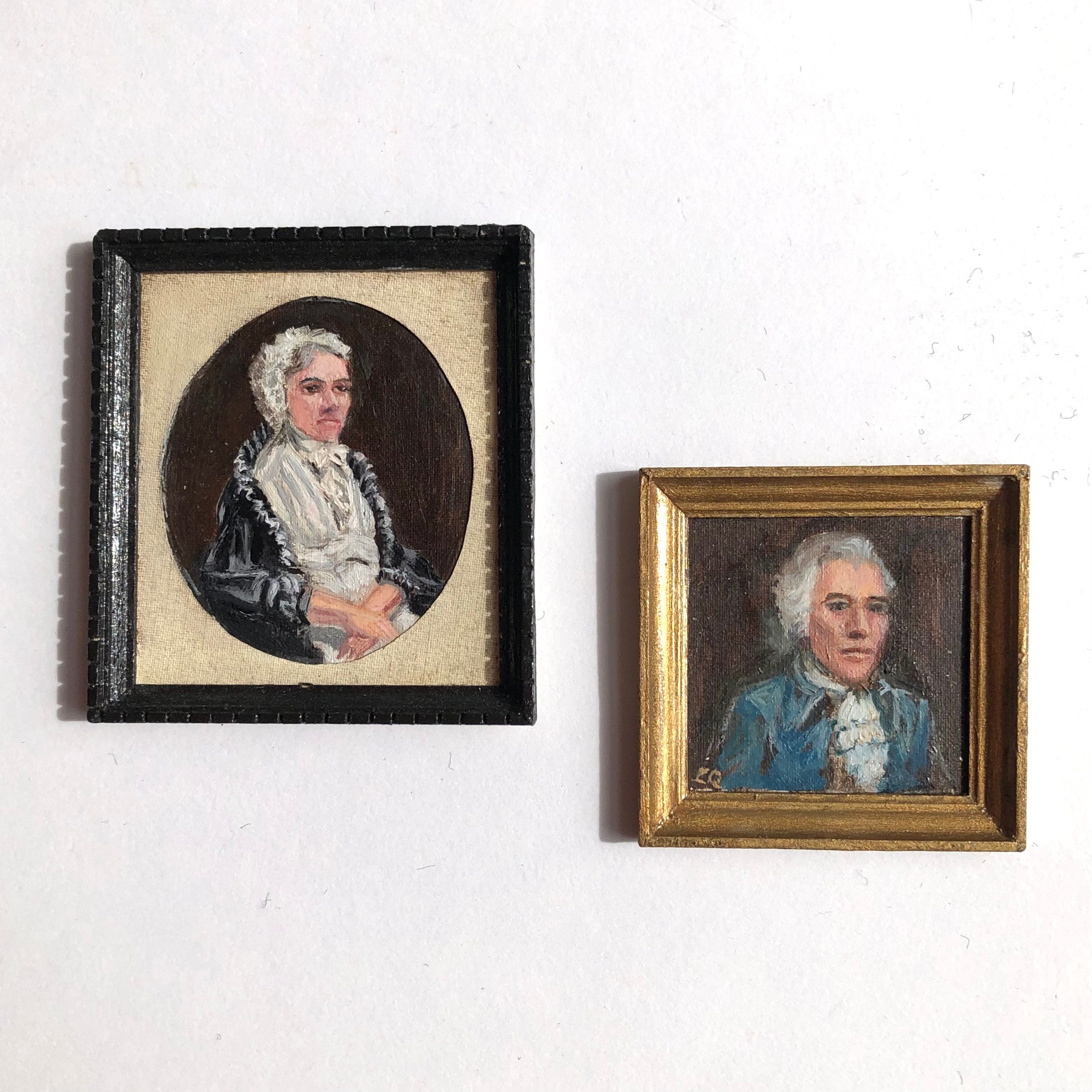 Two Miniature Portrait Paintings by Edward Gates 1984 - Etsy